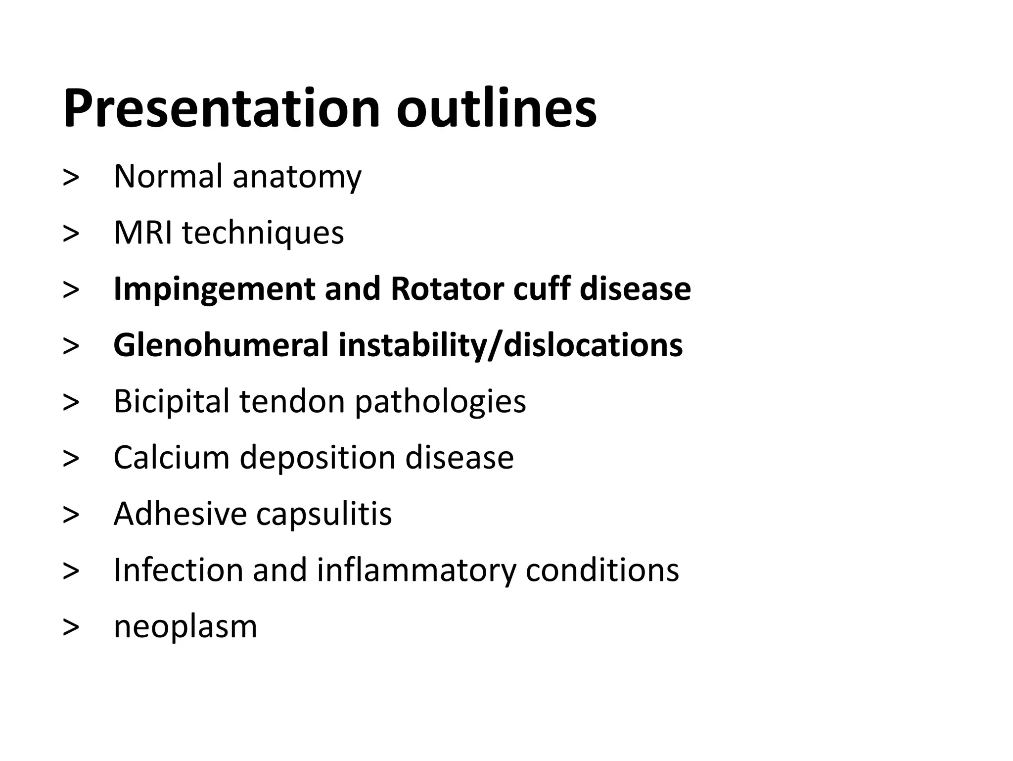 shoulder pathologies MRI: basic anatomy and MRI scans | PPTX