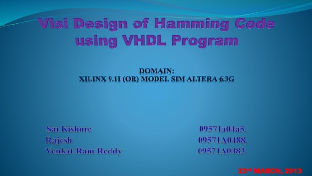 Presentation for the Project on VLSI and Embedded | PPT