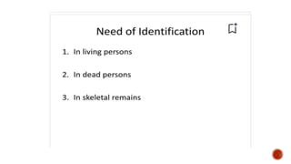 Identification ppt forensic medicine and toxicology | PDF