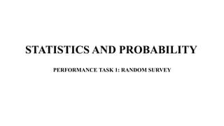 Statistics and Probability Random Survey | PPT