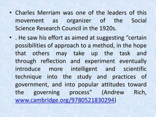 The Contribution of Charles E. Merriam, for public Policy | PPT