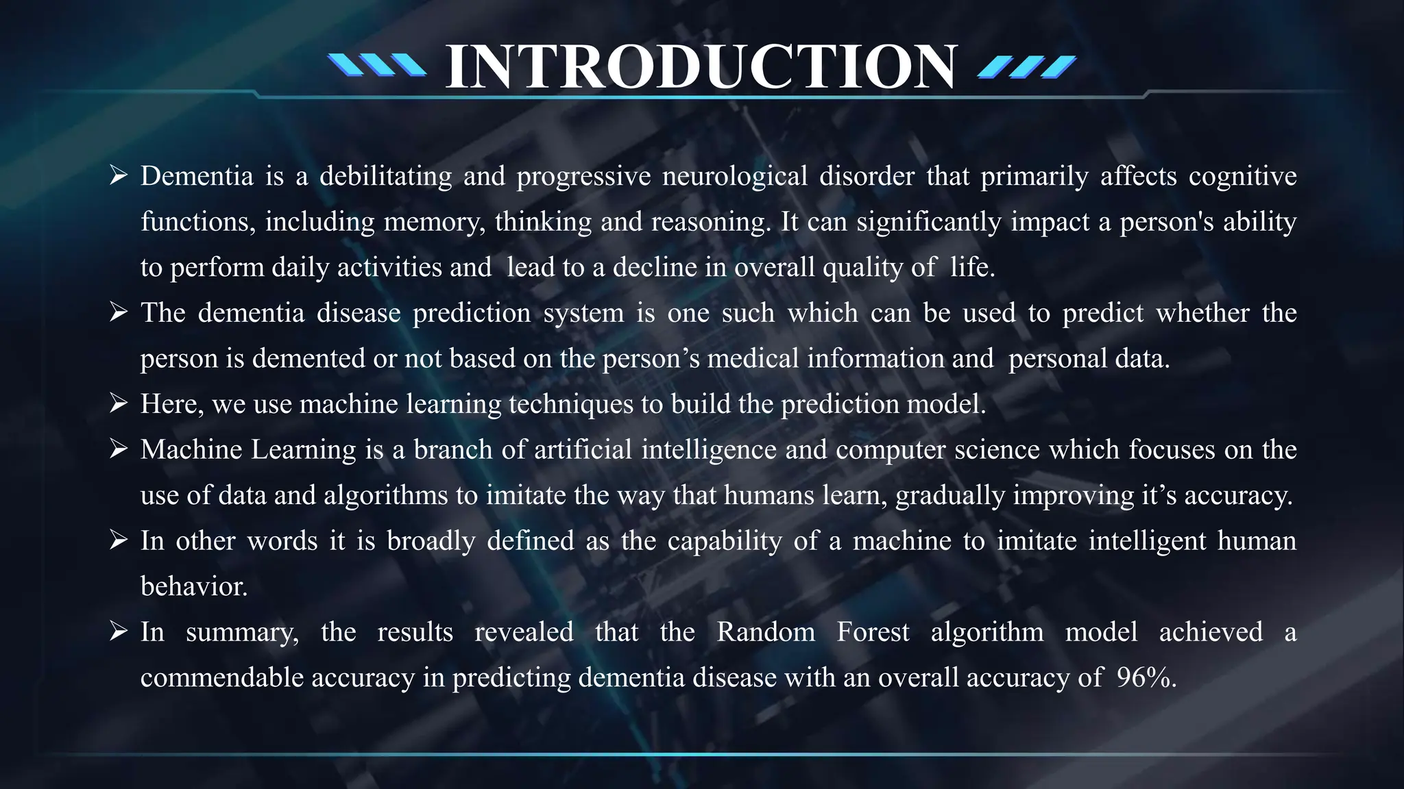 Dementia Disease Prediction using Machine Learning with Python. | PPTX