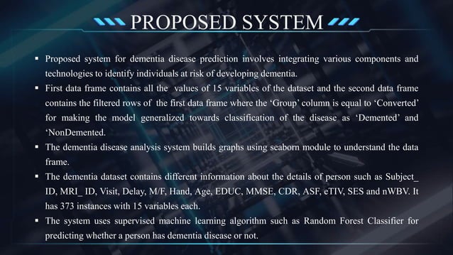 Dementia Disease Prediction using Machine Learning with Python. | PPTX