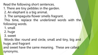 Synonyms and Antonyms English Four Quarter 3 | PPTX