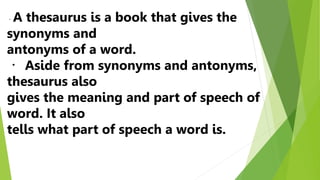 Synonyms and Antonyms English Four Quarter 3 | PPTX