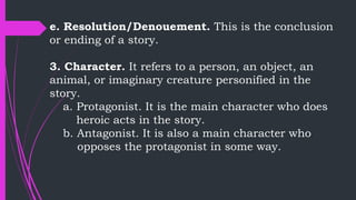 Presentation1.pptx THE ELEMENTS OF A STORY, | PPTX | Drama | Genres