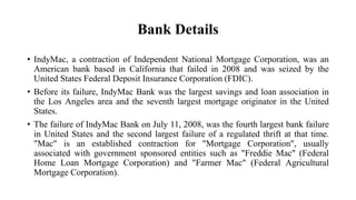 Presentation on Banking sectore indymac bank.pptx | Home Financing ...