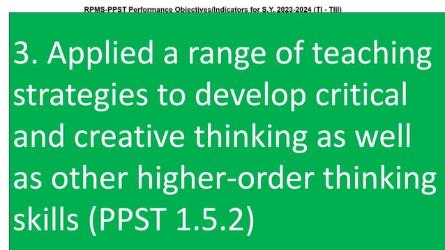 IPCRF/RPMS 2024 Classroom Observation tool is your access to the new ...