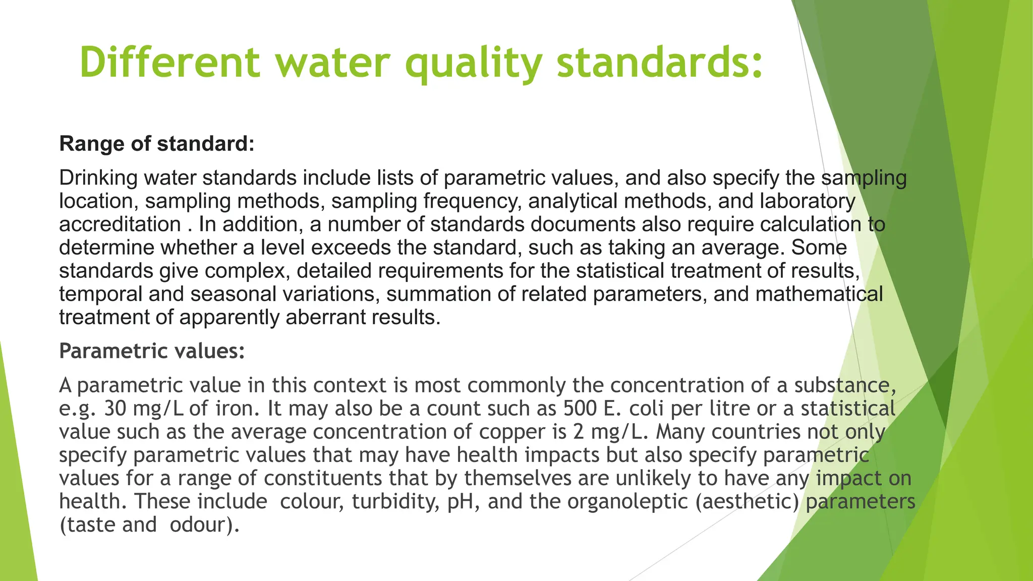 different water quality standards | PPTX