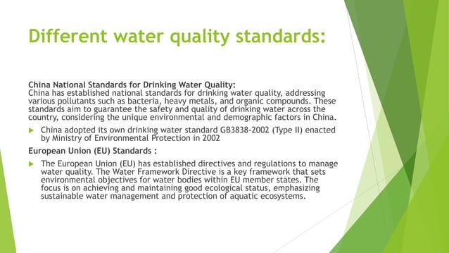 different water quality standards | PPTX | Pharmaceutical Industry ...