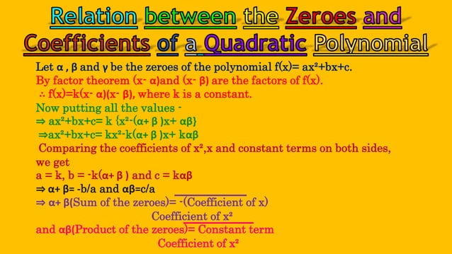 Class 10, Maths- Ch-2, Polynomials ppt./ | PPTX | Physics | Science
