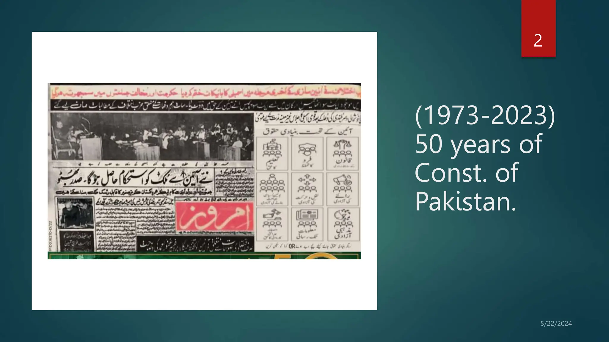 (50 YEARS OF AGE OF Pakistan constitution.pptx | Political Issues ...