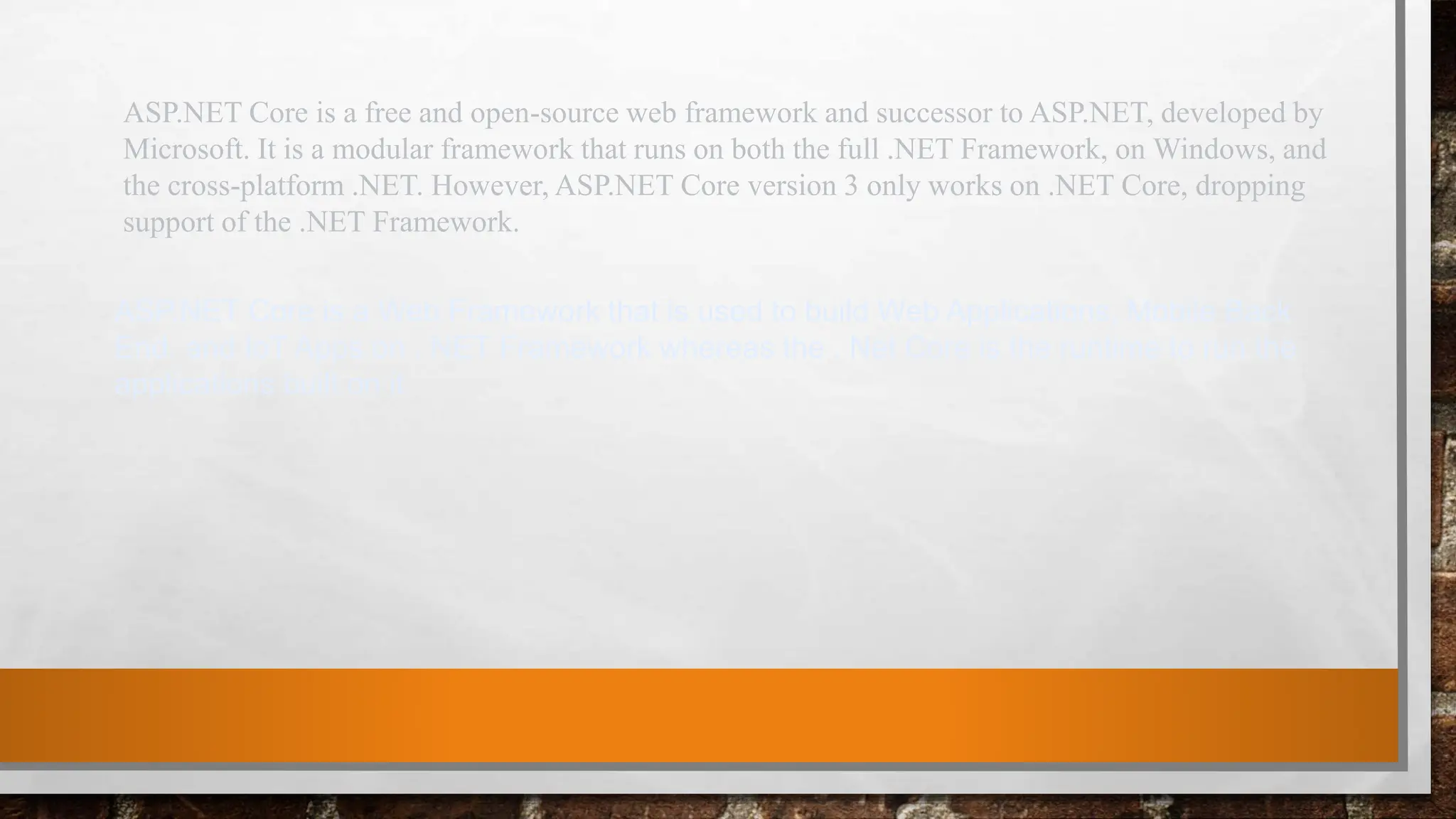 ASP.net Core Framework (.NET Framework) pdf presentation | PPT ASP.net Core Framework (.NET Framework) pdf presentation | PPT