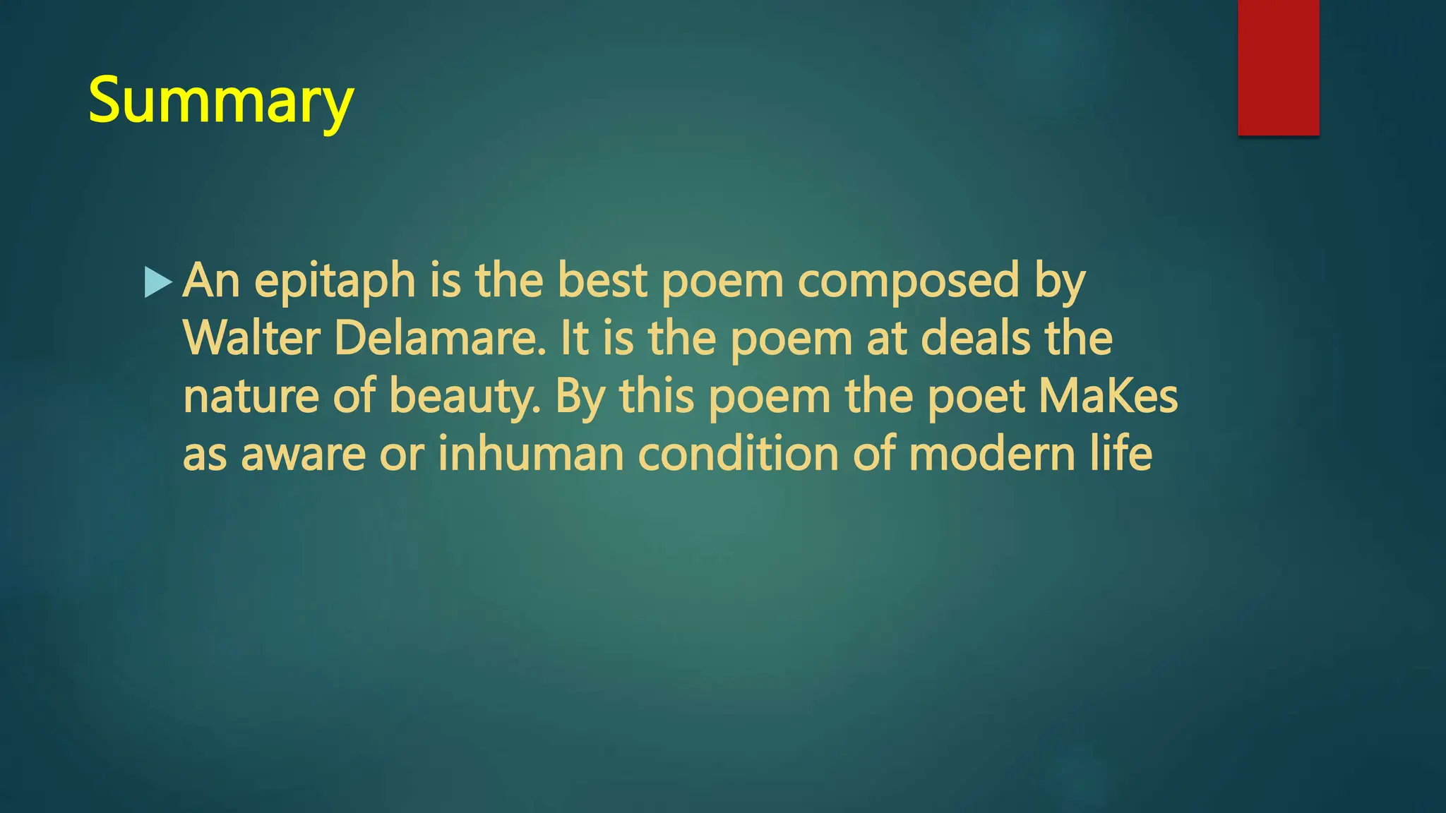 An epitaph 100 marks poem bihar board examination | PPTX | Poetry ...