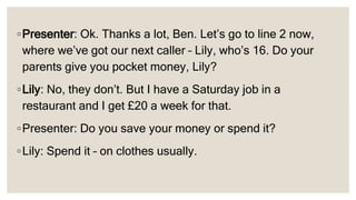 ENGLISH COMPREHENSION ON HOW TO SPEND MONEY | PPTX