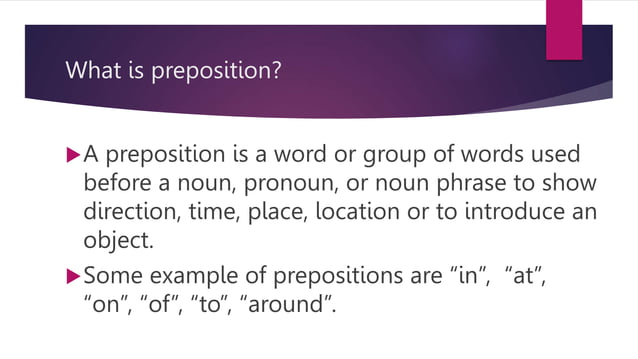 Presentation for preposition with the story usage | PPT