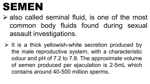 semen and seminal analysis in forensic science.pptx | Infertility ...