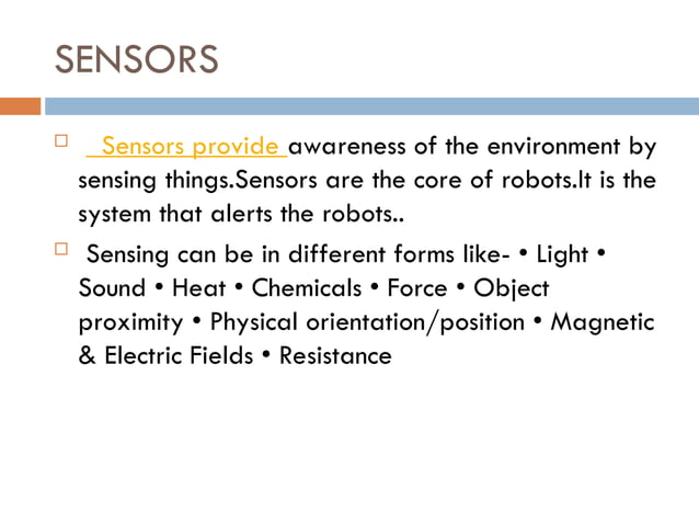 fundamentals of robotics, sensors system, | PPT