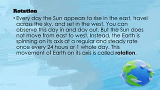 ROTATION VS. REVOLUTION GRADE 6 SCIENCE | PPTX