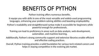 python training course in chandigarh | PPTX | Programming Languages | Computing