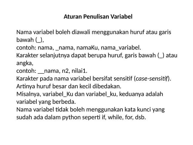 Variabel dan jeni-jenis data tentang aplikasi python | PPTX