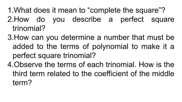 Presentation1pptx Perfect Square Trinomial Ppt