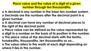 decimal numbers ten thousandths place value | PPT