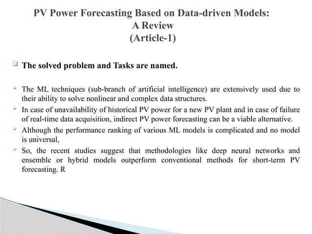 Pv Power Forecasting Based On Data Driven Models Ppt