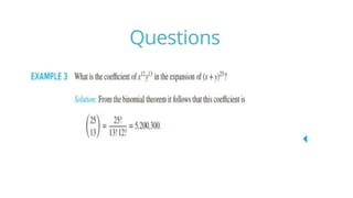 Binomial theorem in number theorem of Discrete Mathematics | PPTX