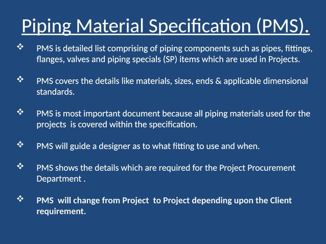Presentation on Piping Material Specification | PPT