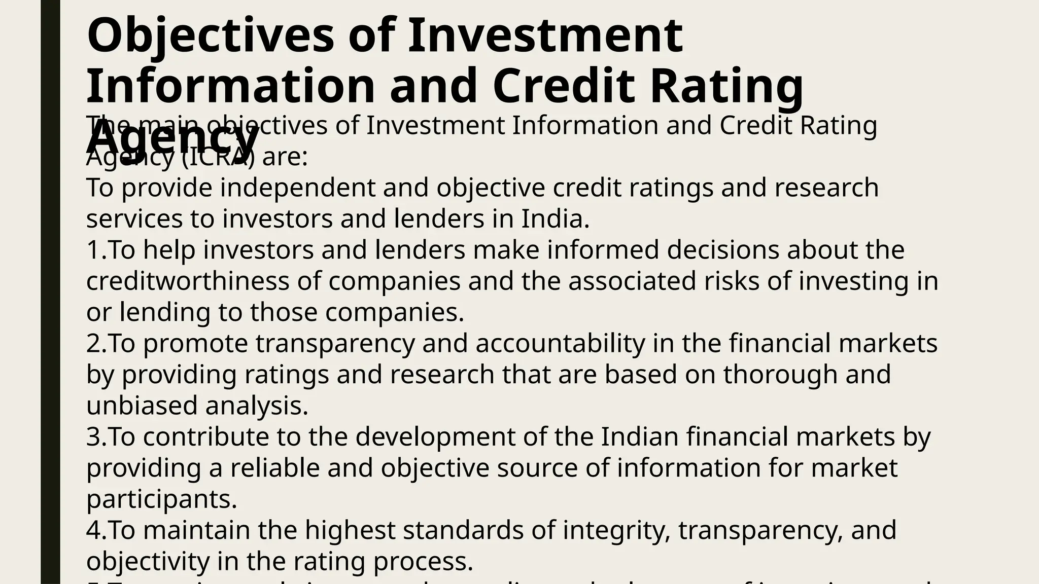 investment information and credit rating agency of india limited | PPTX