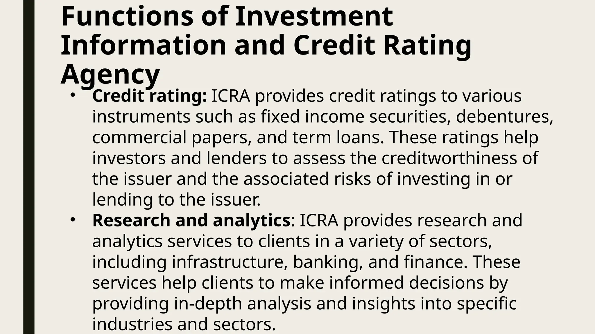 investment information and credit rating agency of india limited | PPTX