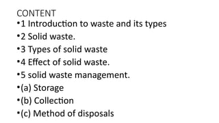 Presentation on solid waste and its managment | PPTX