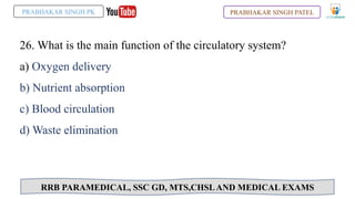 CIRCULATORY SYSTEM TEST-1 RRB PARAMEDICAL OR GOVT EXAM, MCQ BASED ...