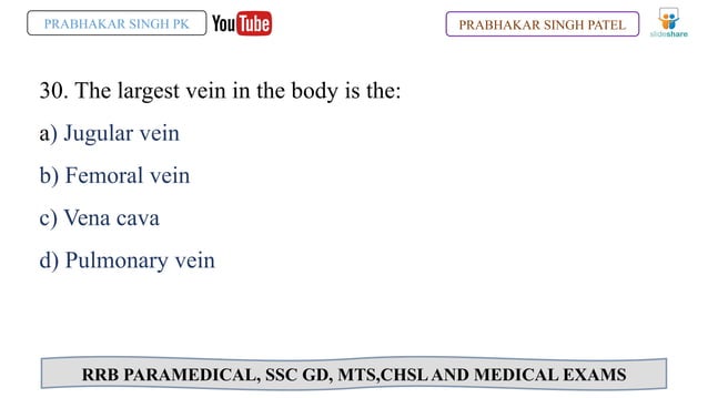 CIRCULATORY SYSTEM TEST-1 RRB PARAMEDICAL OR GOVT EXAM, MCQ BASED ...