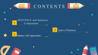 sentence, sentence components , and subject verb agreement | PPT