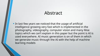 Generative AI generated music traces - Gen AI model | PPTX