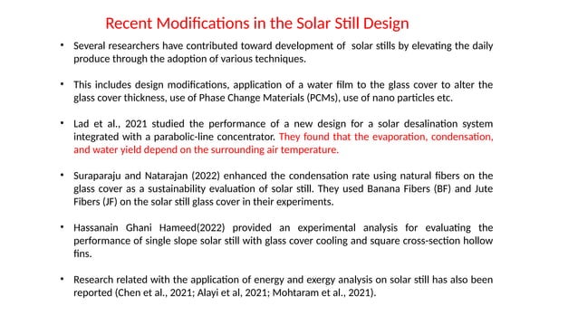 Solar still analysis using different methods | PPTX