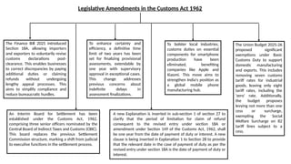 Customs Act changes in the budget 2025.. | PPTX