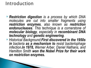 Restriction digestion of DNA for students of undergraduate and post ...