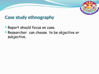 Presentation on ethnography as a tool in research | PPTX
