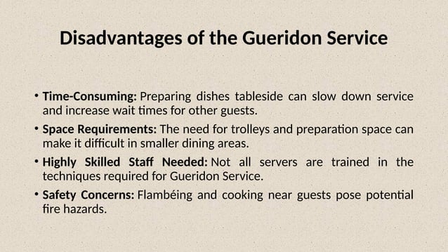 pengetahuan dasar tentang gueridon service | PPTX