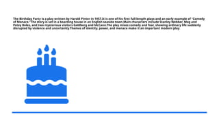 Introduction to the birthday party by herold pinter | PPTX