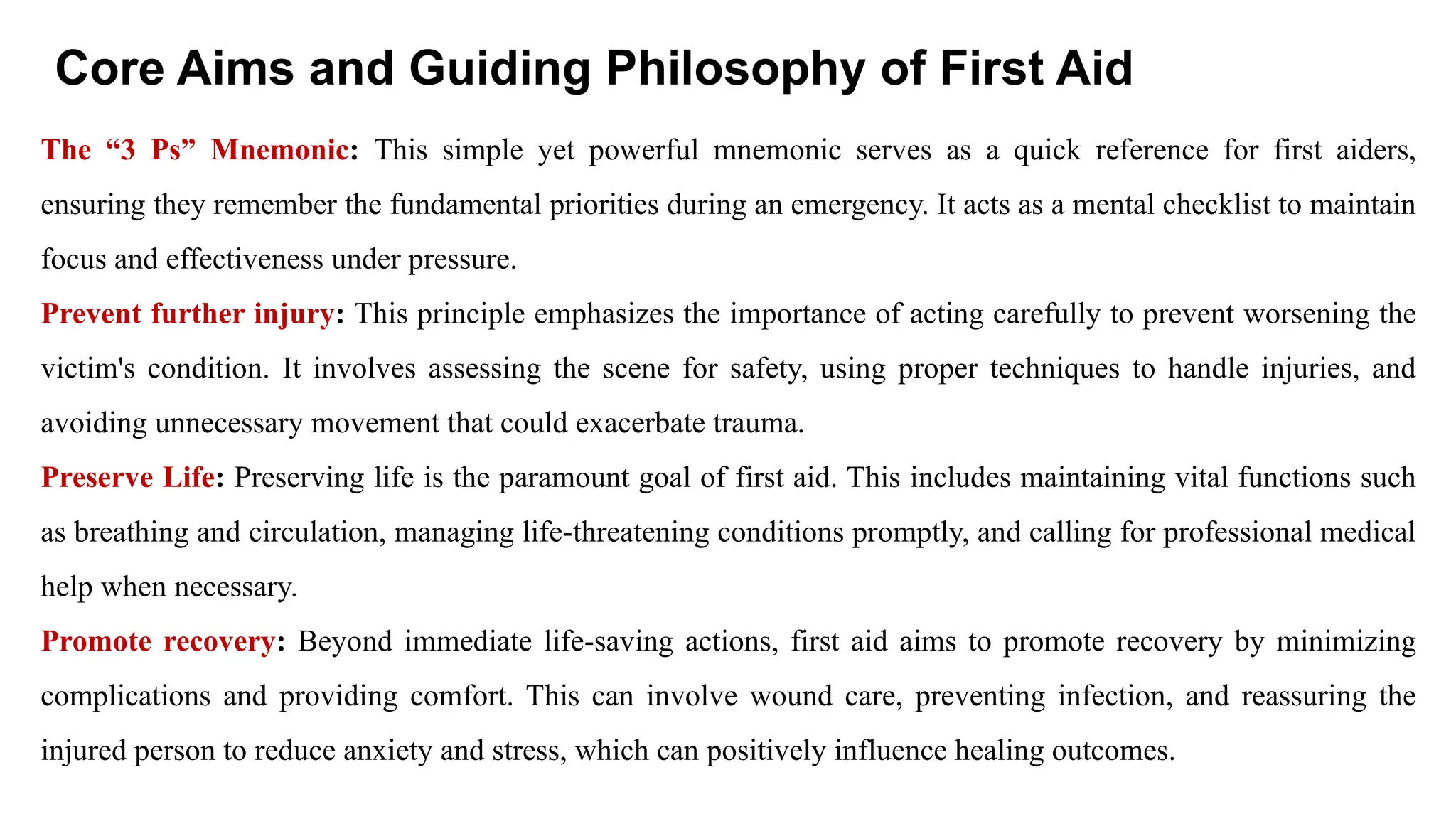 Introduction to First Aid principles In health | PPTX