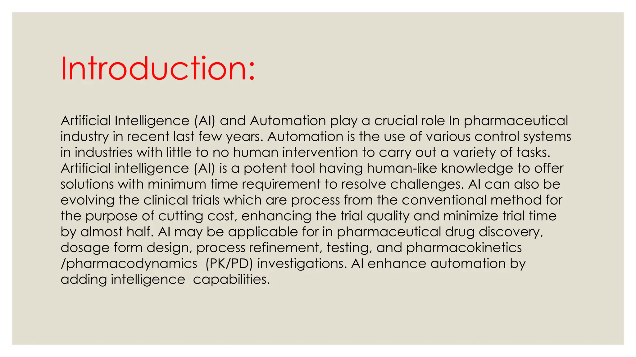Ai and Automation in Pharmaceutical Industry. | PPTX
