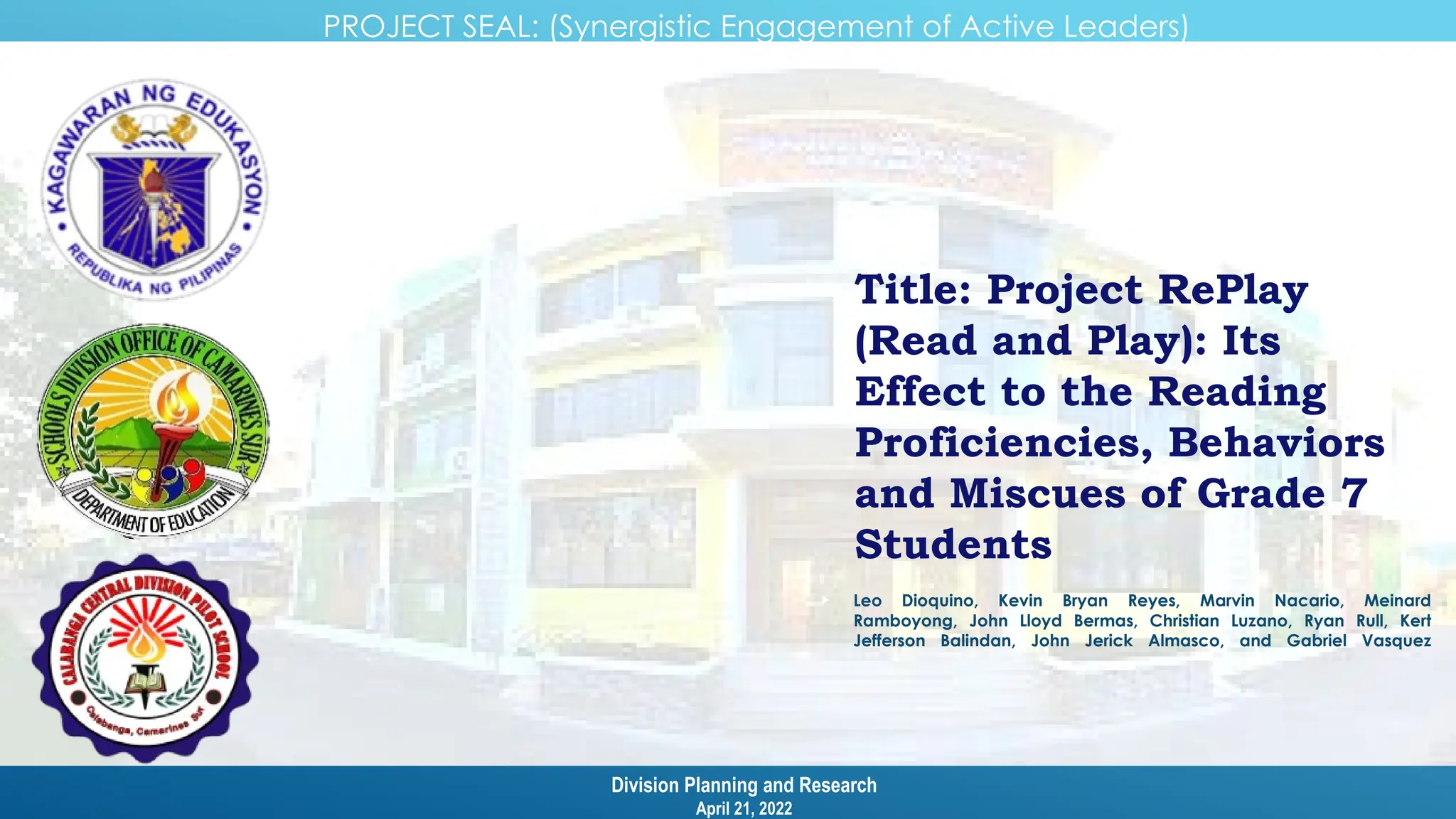 Presentation about Project Replay: "Read and Play" | PPTX