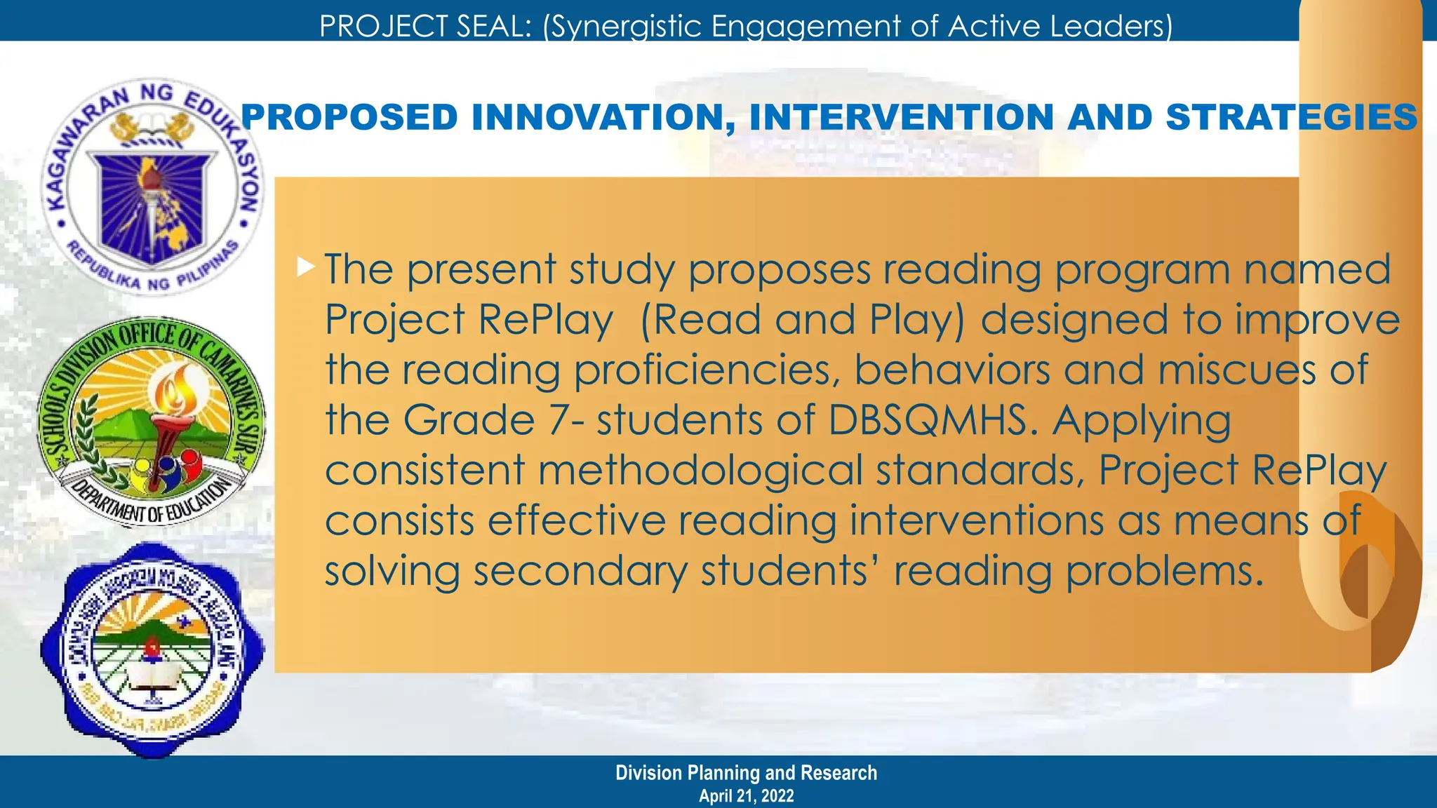 Presentation about Project Replay: "Read and Play" | PPTX