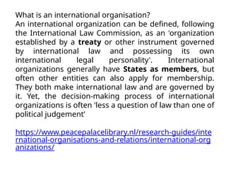 Introduction to International Organisations | PPTX
