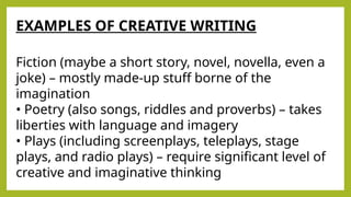 ppt presentation for college -creative writing | PPTX