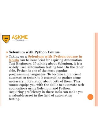 Selenium with python course in noida | PDF | Nutrition | Healthy Living